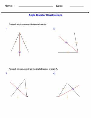 construct the angle bisector - Constructions Worksheets | Made By Teachers