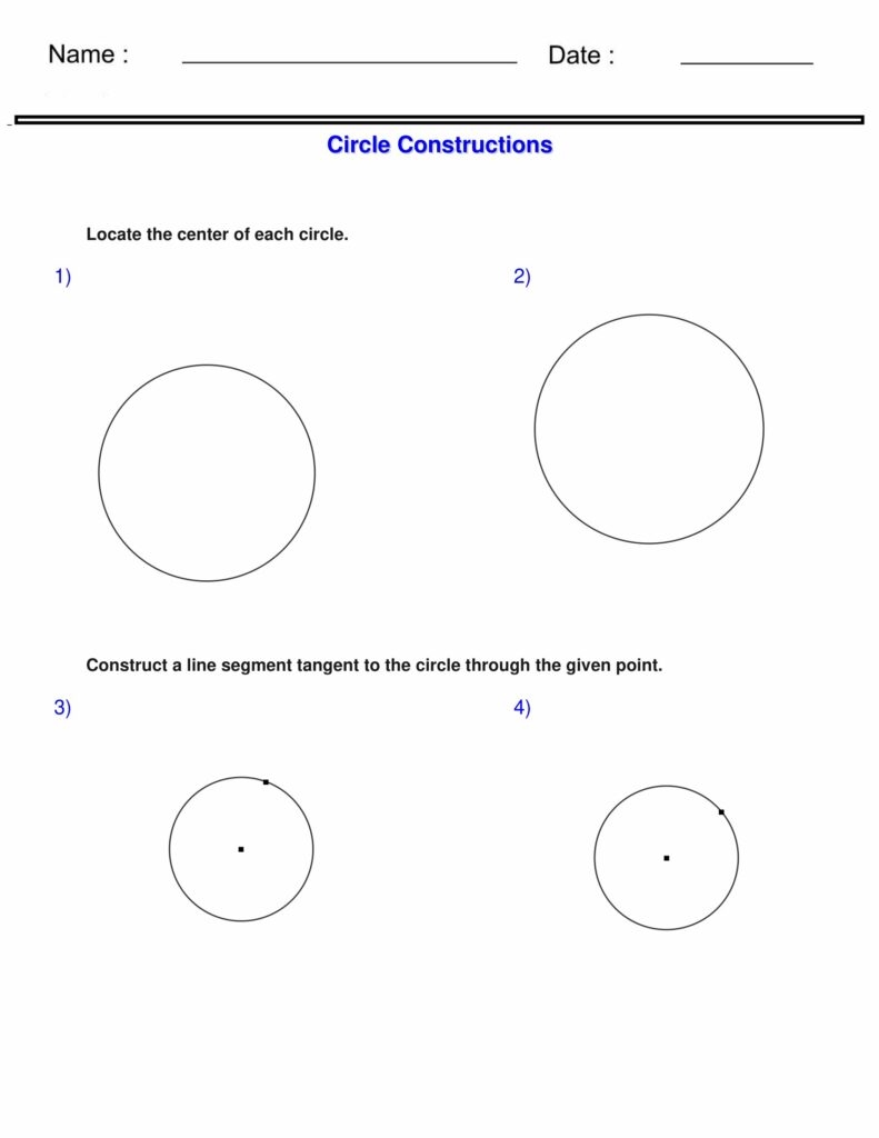 Construct a line segment tangent - Circle Constructions Worksheets ...