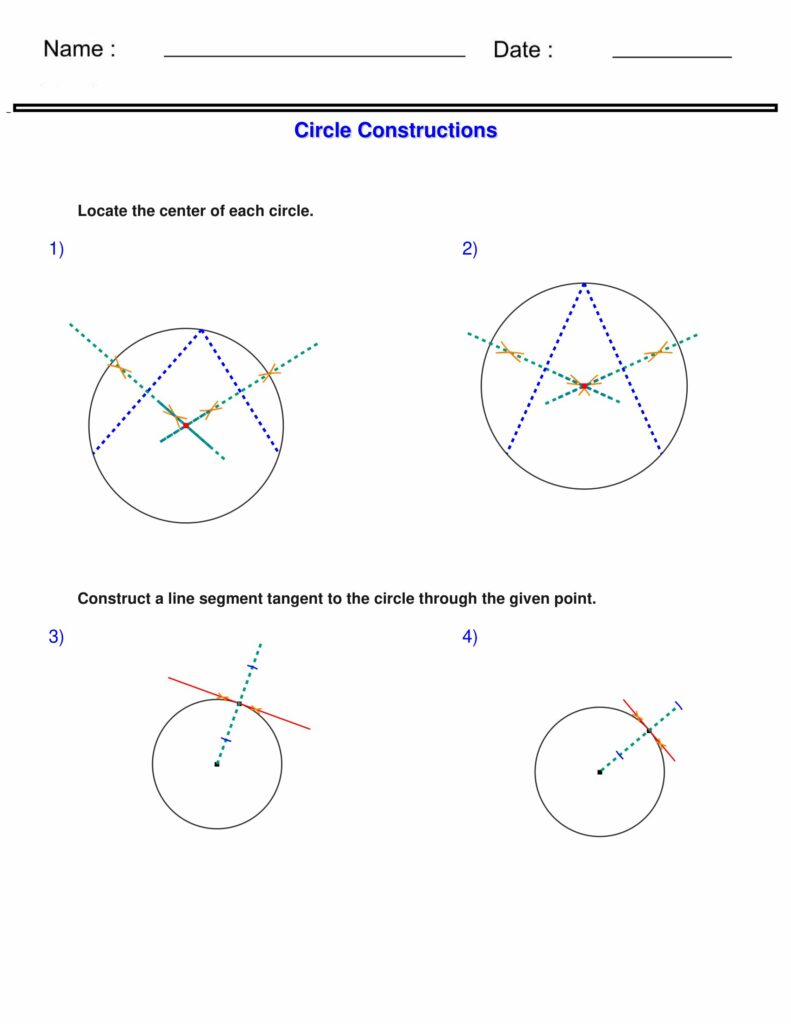 Construct a line segment tangent - Circle Constructions Worksheets ...