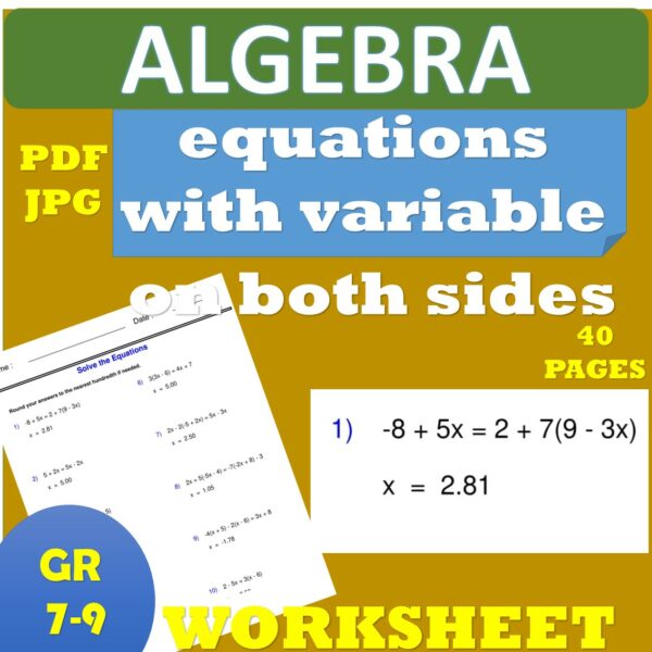 solving equations with variables on both sides Worksheet | Made By Teachers