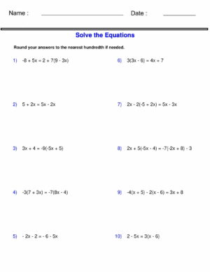 solving equations with variables on both sides Worksheet | Made By Teachers