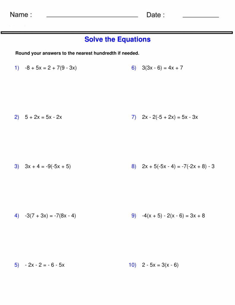 solving equations with variables on both sides Worksheet | Made By Teachers