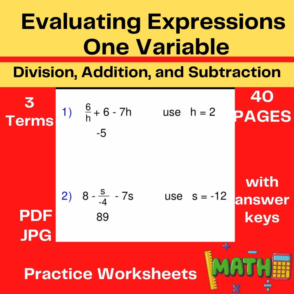 Evaluating Expressions one vriable - Algebraic Expressions - Learning ...