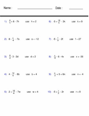 Evaluating Expressions one vriable - Algebraic Expressions - Learning ...