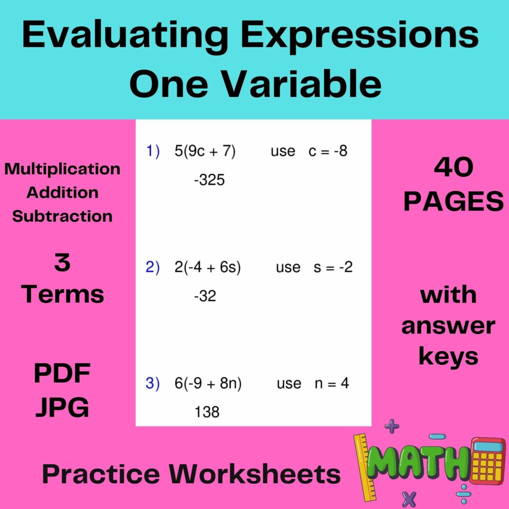 Evaluate Algebraic Expressions - Digital and Print Activity - Pre ...