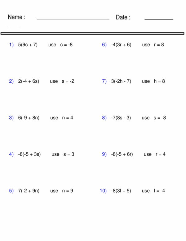 Evaluate Algebraic Expressions - Digital and Print Activity - Pre ...