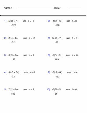 Evaluate Algebraic Expressions - Digital and Print Activity - Pre ...