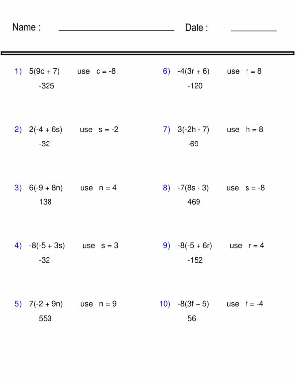 Evaluate Algebraic Expressions - Digital and Print Activity - Pre ...
