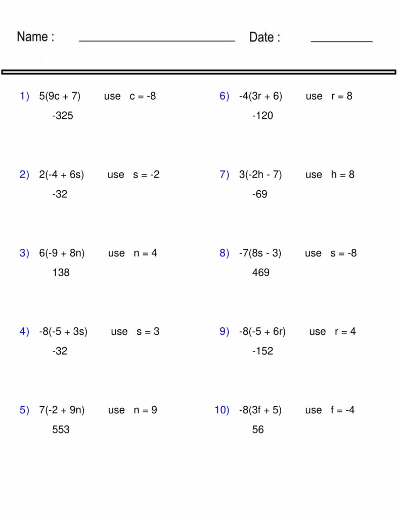 Evaluate Algebraic Expressions - Digital and Print Activity - Pre ...