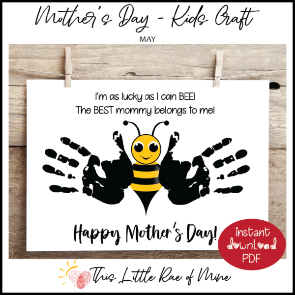 Lucky as can bee - Mother's Day - Handprint Art - gift - printable ...