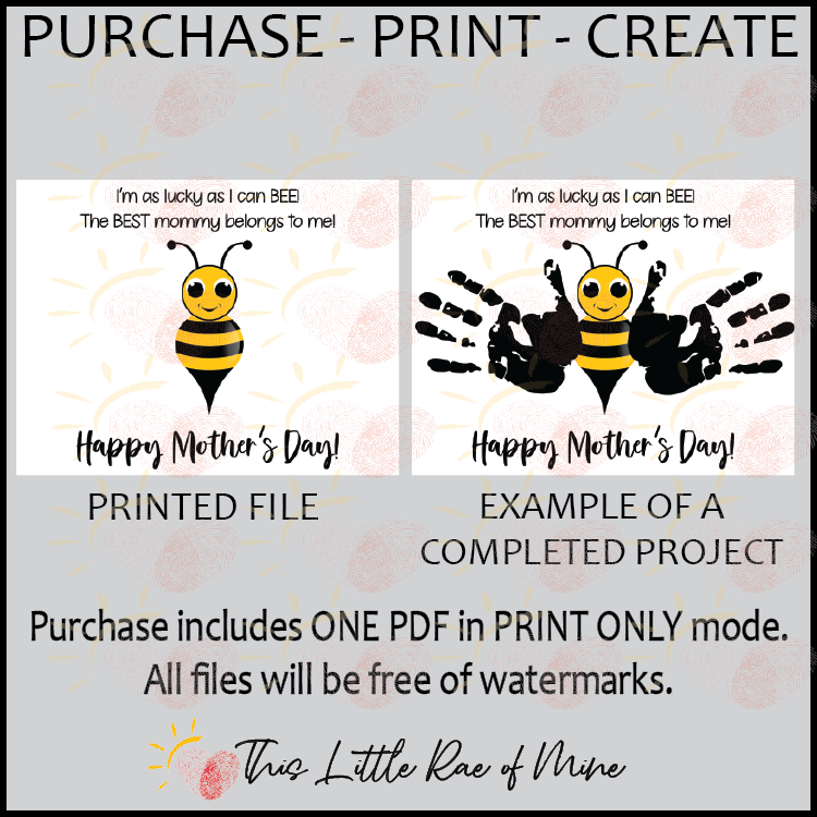 Lucky as can bee - Mother's Day - Handprint Art - gift - printable ...