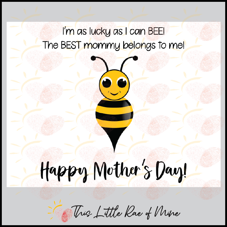 Lucky as can bee - Mother's Day - Handprint Art - gift - printable ...