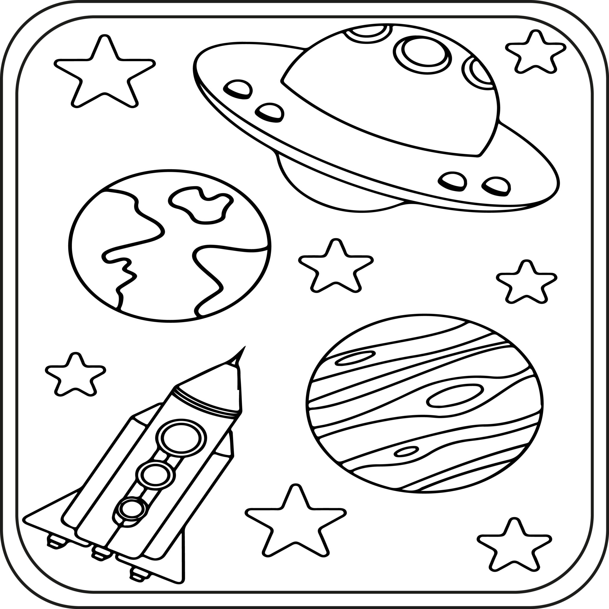 space Coloring Pages Preschool | Kindergarten | First Grade | Made By ...