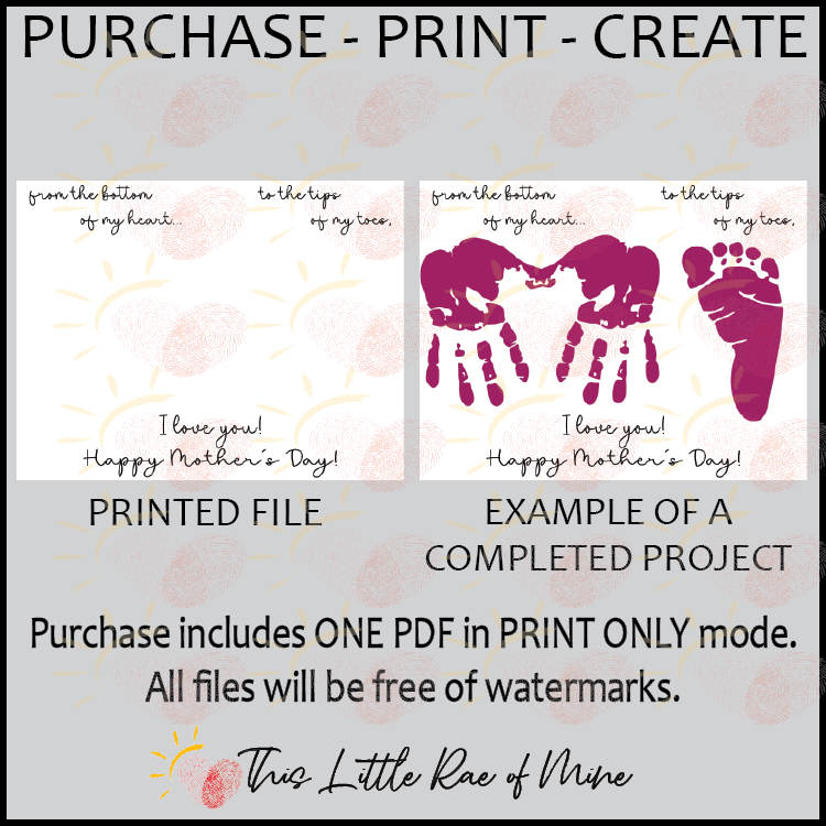 Bottom of my Heart - Mother's Day - Handprint Art - gift - printable ...