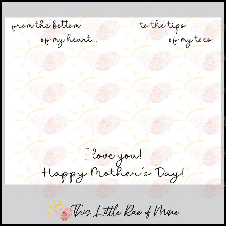 Bottom of my Heart - Mother's Day - Handprint Art - gift - printable ...