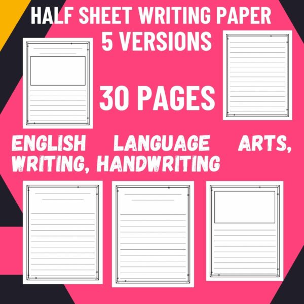 Half Sheet Writing Paper, Blank Journal Templates 5 pages 5 designs ...