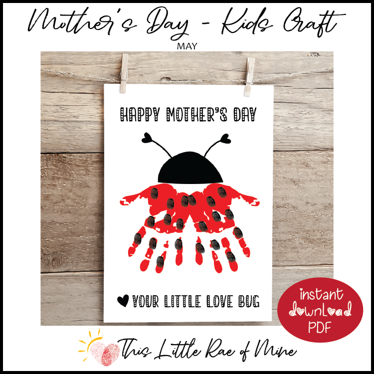 Love Bug - Mother's Day - Handprint Art - gift - printable - keepsake ...