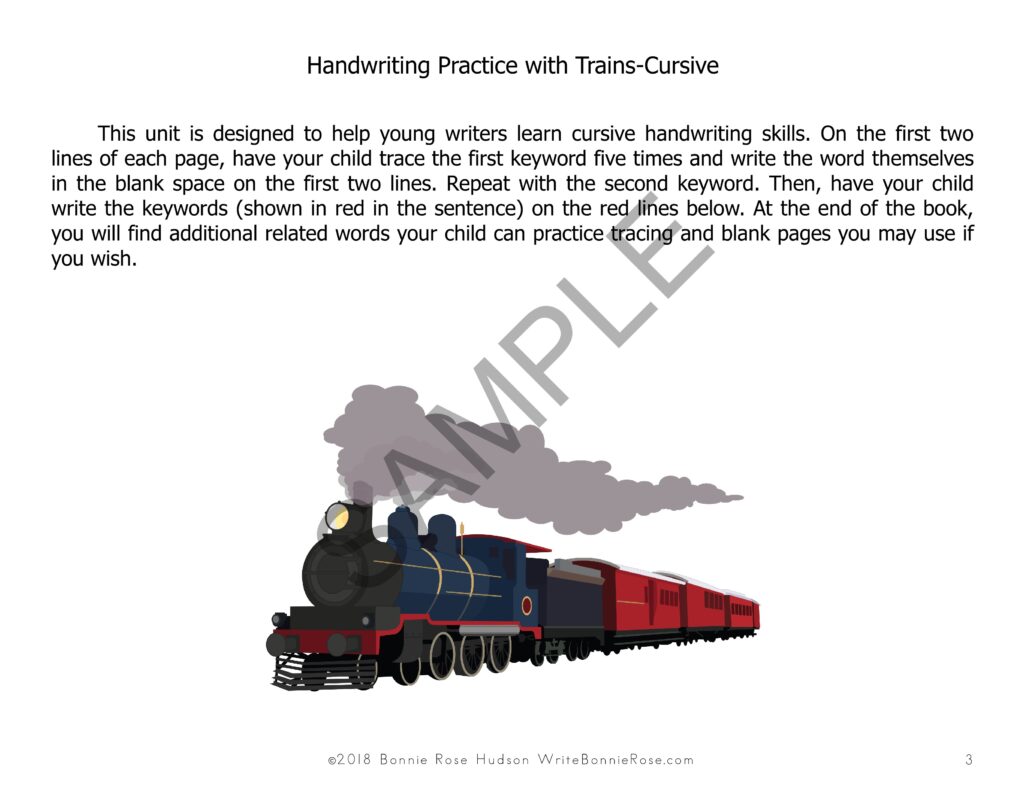 Handwriting Practice with Trains-Cursive | Made By Teachers