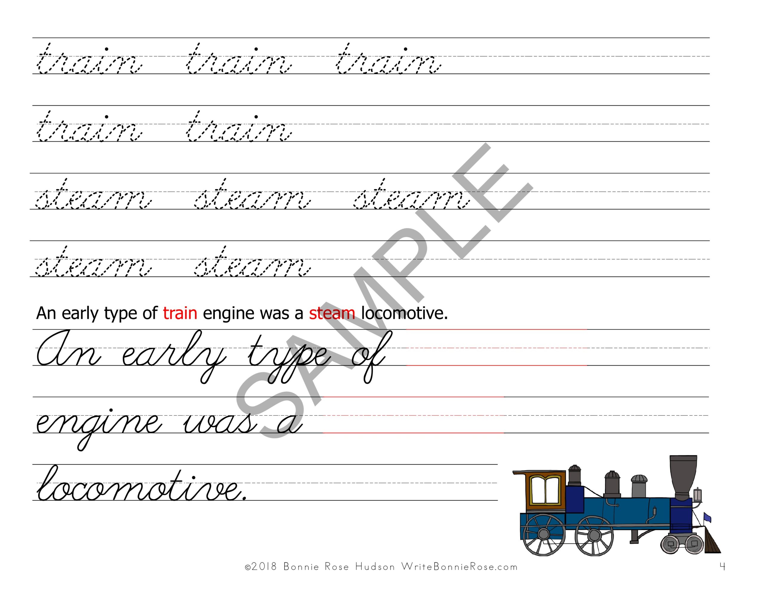 Handwriting Practice with Trains-Cursive | Made By Teachers
