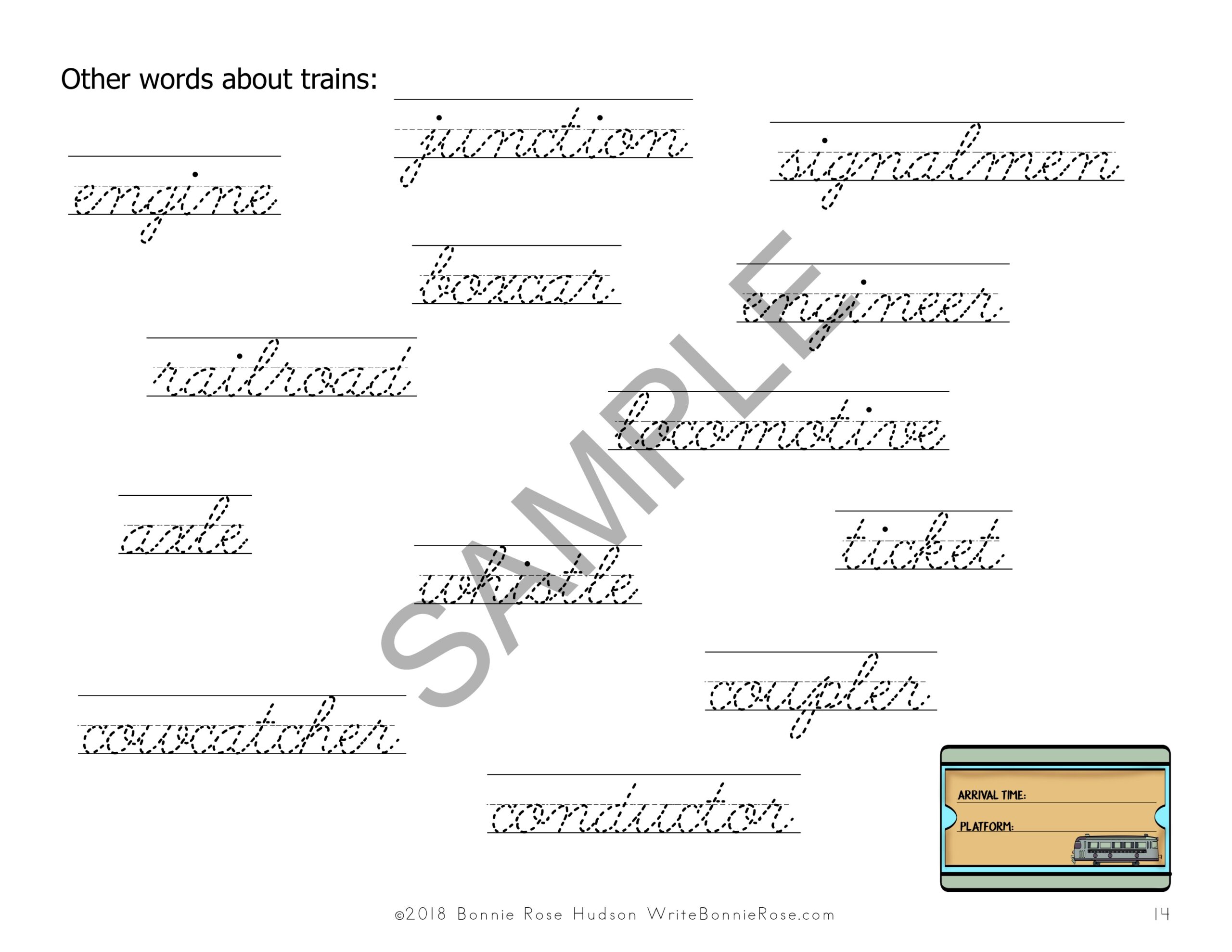 Handwriting Practice with Trains-Cursive | Made By Teachers