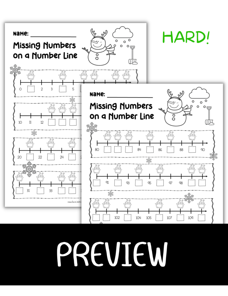 Fill In The Missing Numbers Missing Numbers On A Number Line Made 