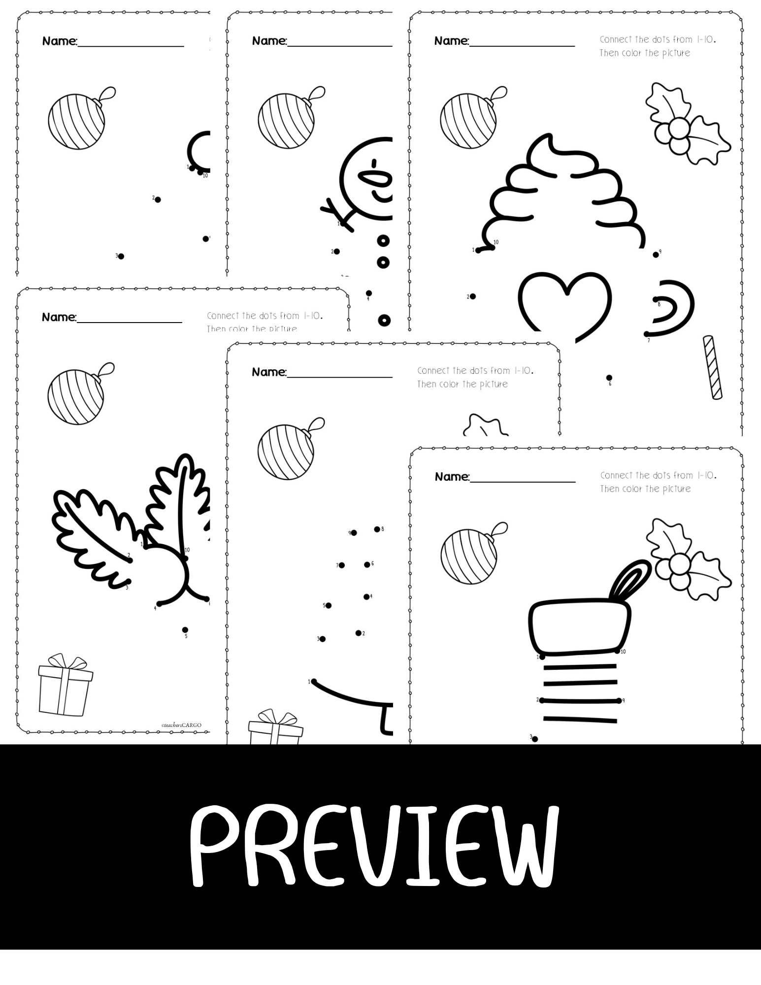 Christmas Dot to Dot | Christmas Connect the Dots 1-10 | Winter Dot to ...