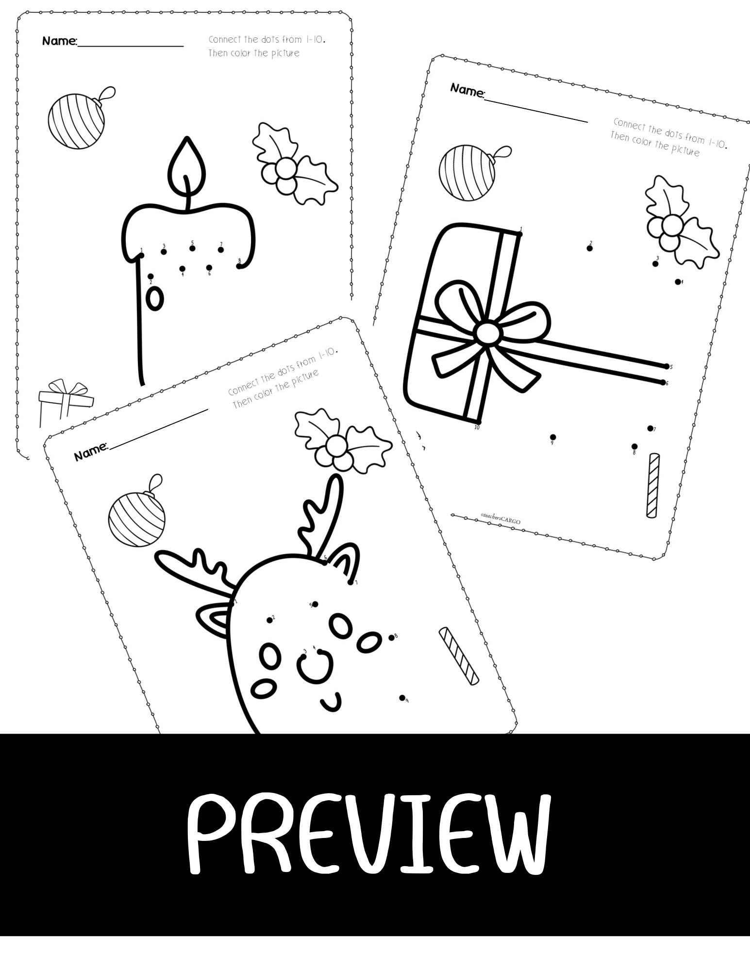 Christmas Dot to Dot | Christmas Connect the Dots 1-10 | Winter Dot to ...