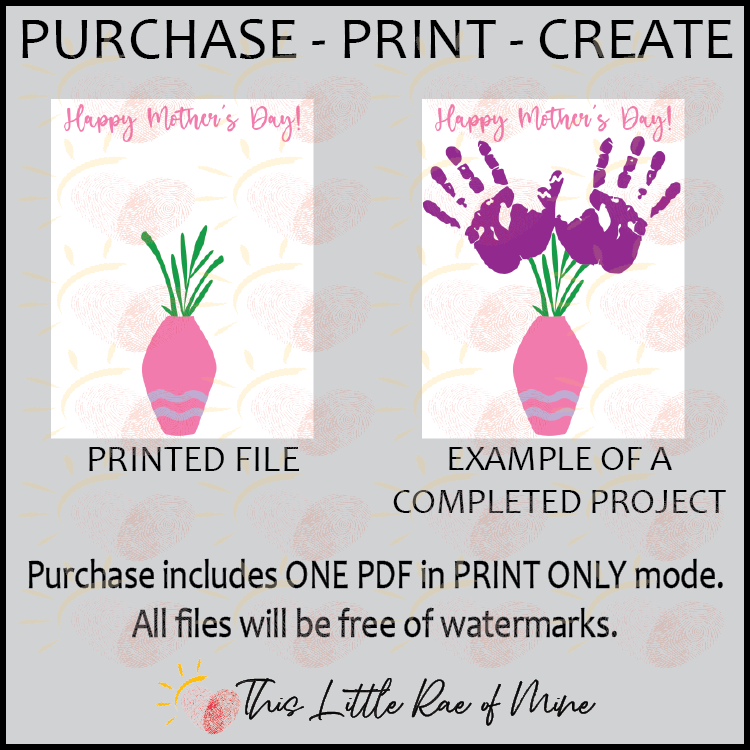 Flowers - Mother's Day - Handprint Art - handmade gift - printable ...