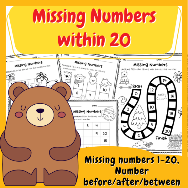 Fill in the Missing Number 1-20 | Before and After Number 1-20 | Made ...