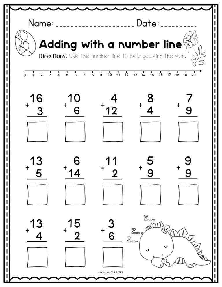 Addition and Subtraction within 20 | Printable Number Lines to 20 ...