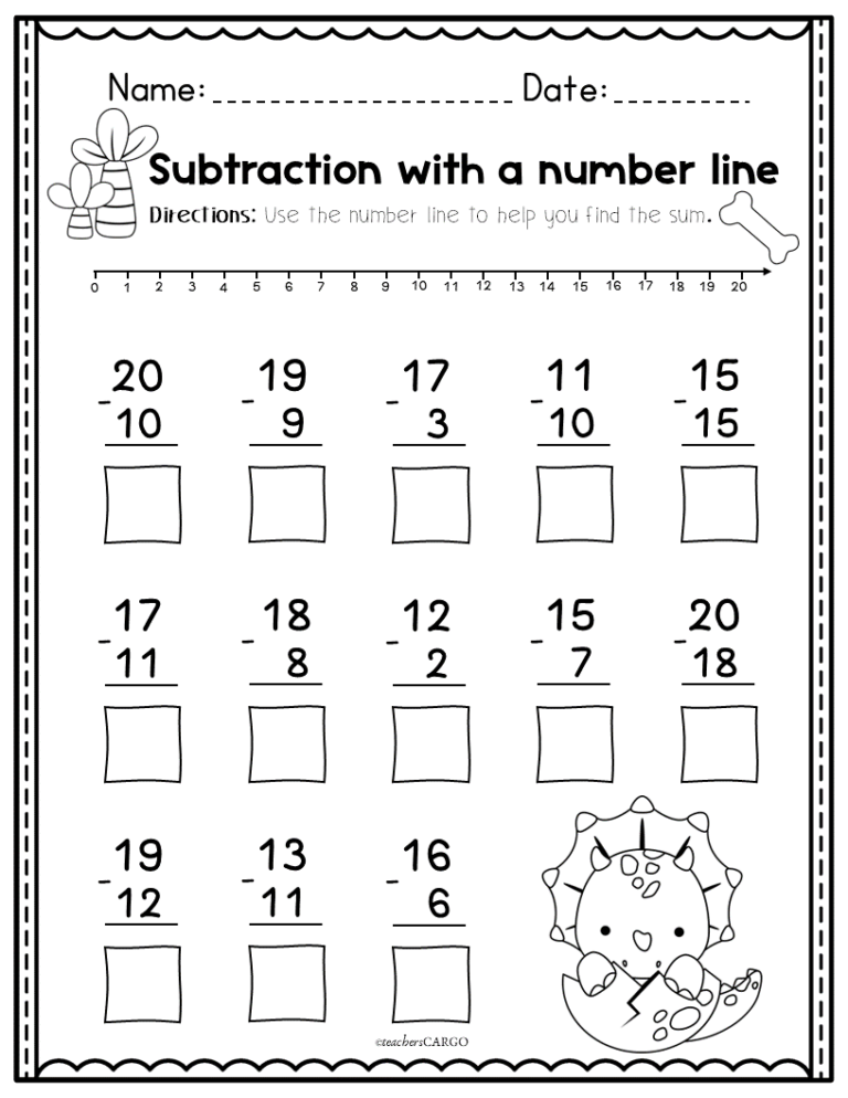 Addition and Subtraction within 20 | Printable Number Lines to 20 ...
