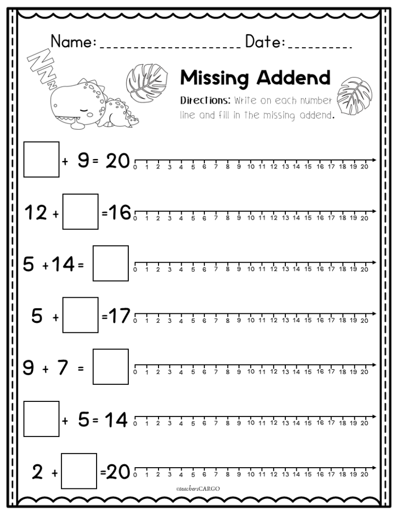 Addition and Subtraction within 20 | Printable Number Lines to 20 ...
