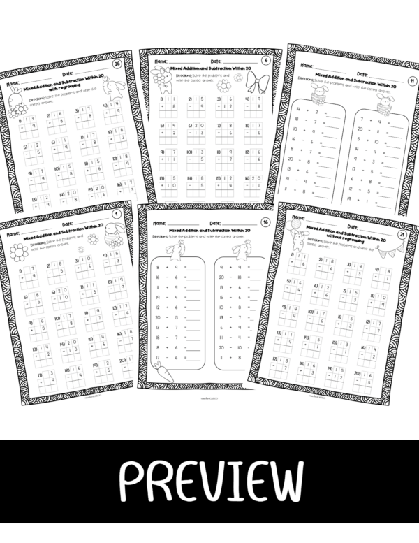 Mixed Addition and Subtraction to 20 Worksheets | Made By Teachers