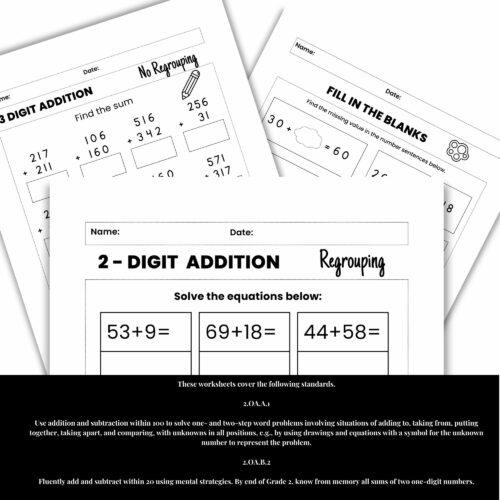 Addition Worksheets with Single, 2 Digit and 3 Digit Numbers, Answer ...