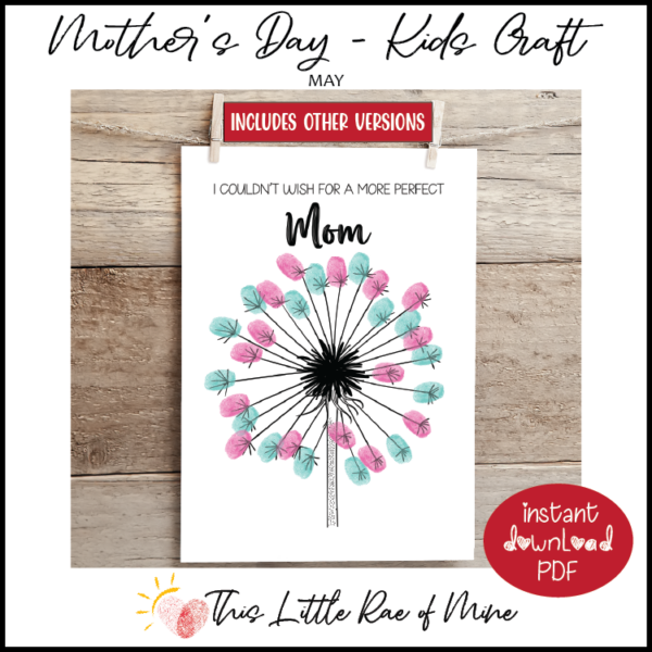 Mom - Mum - wish - dandelion - Mother's Day - fingerprint Art ...