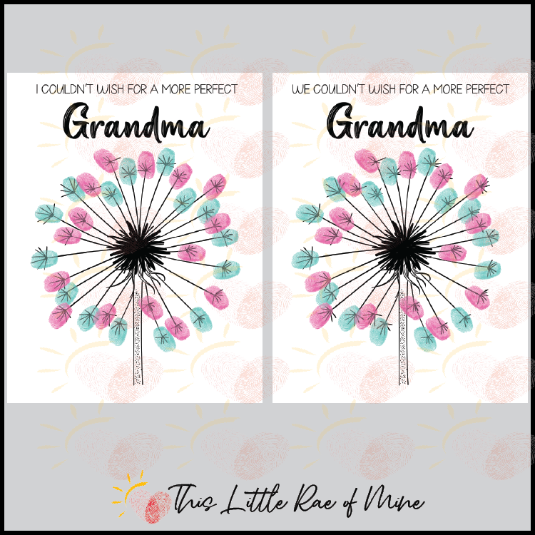 Grandma - wish - dandelion - Mother's Day - fingerprint Art - printable ...