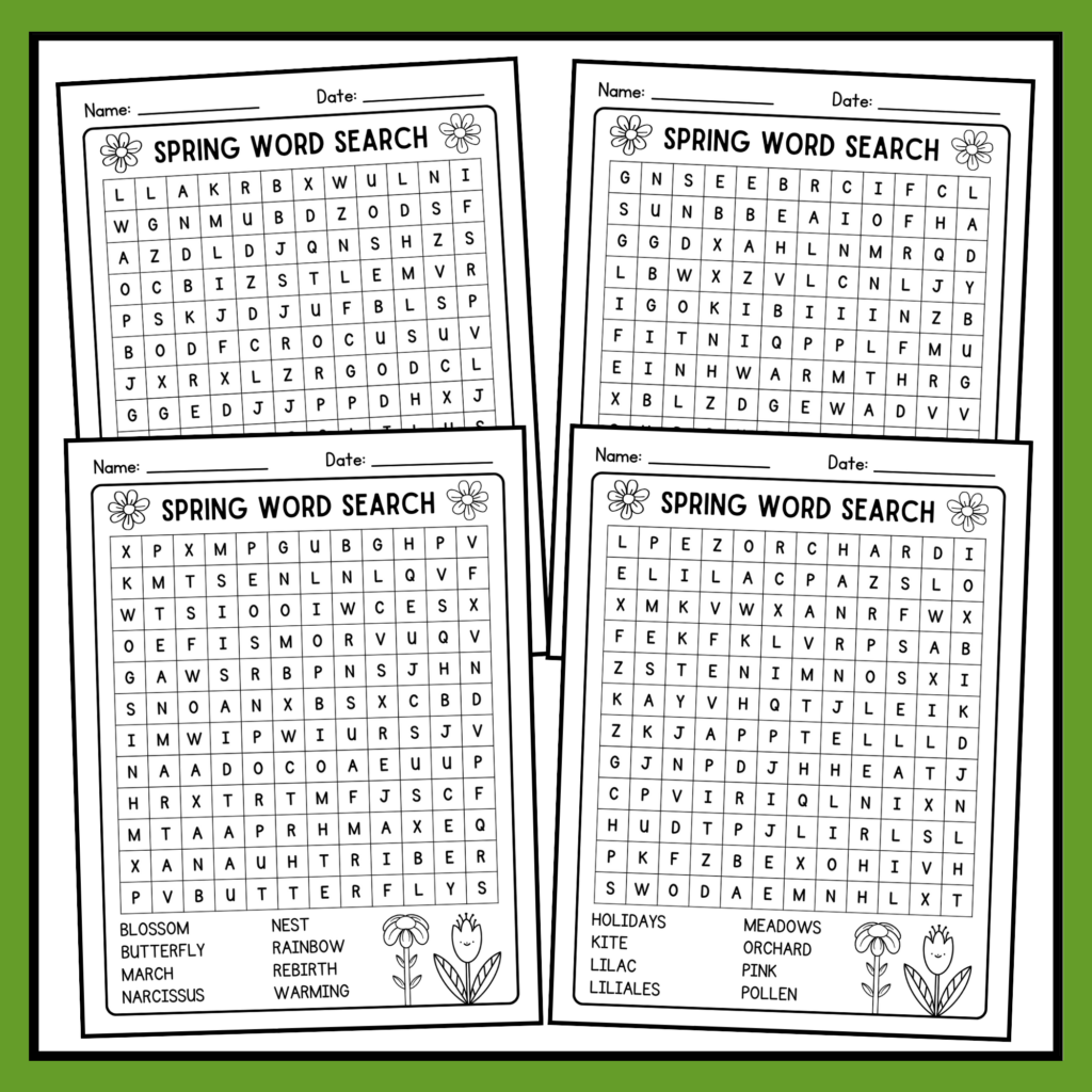 Spring Vocabulary Activities | Spring Word Searches & Scrambles | Made ...