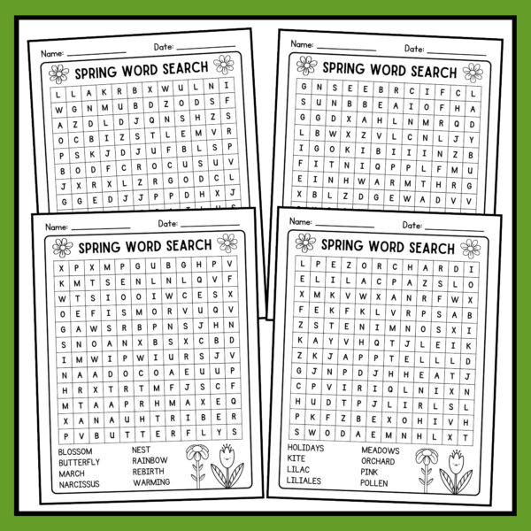 Spring Vocabulary Activities | Spring Word Searches & Scrambles | Made ...