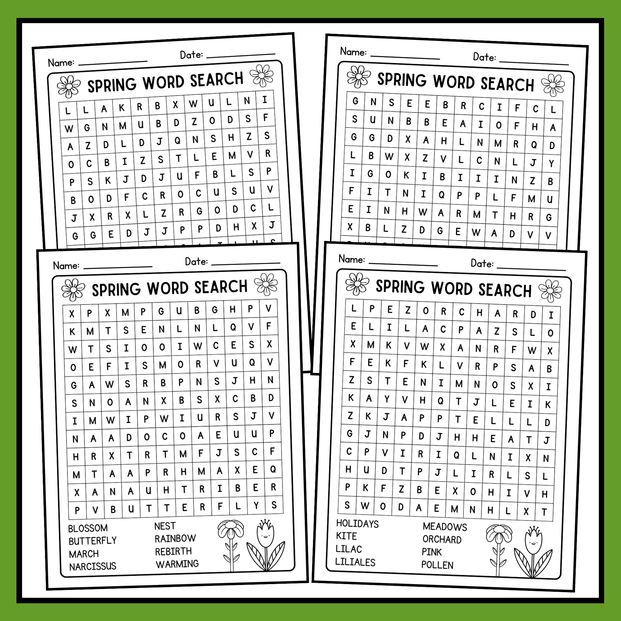 Spring Vocabulary Activities | Spring Word Searches & Scrambles | Made ...