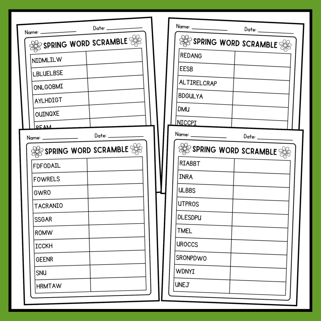 Spring Vocabulary Activities | Spring Word Searches & Scrambles | Made ...