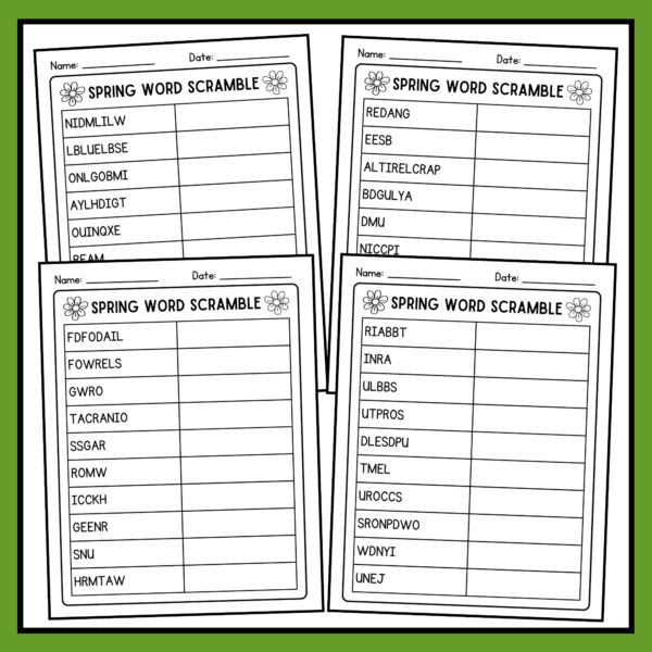 Spring Vocabulary Activities | Spring Word Searches & Scrambles | Made ...