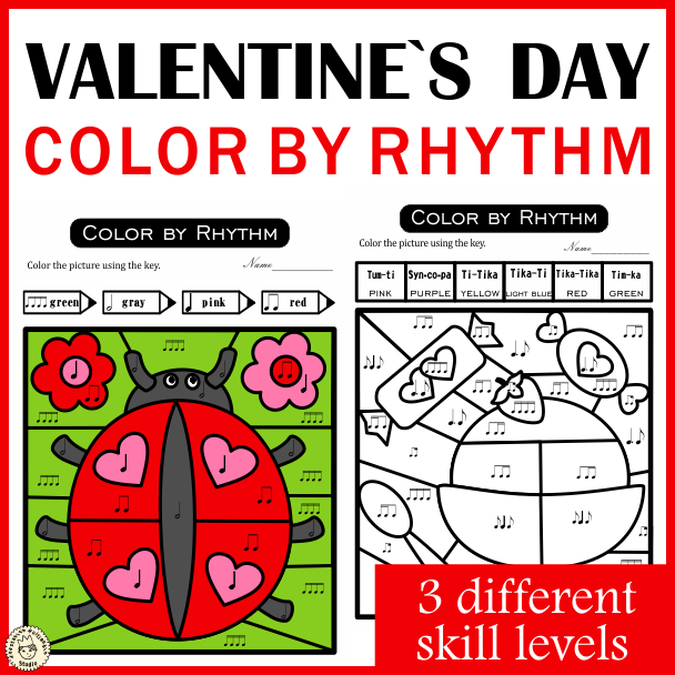 Valentine`s Day Music Color by Code | Color by Rhythm | Standard ...