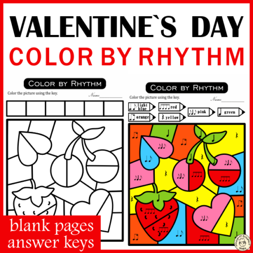 Valentine`s Day Music Color by Code | Color by Rhythm | Standard ...