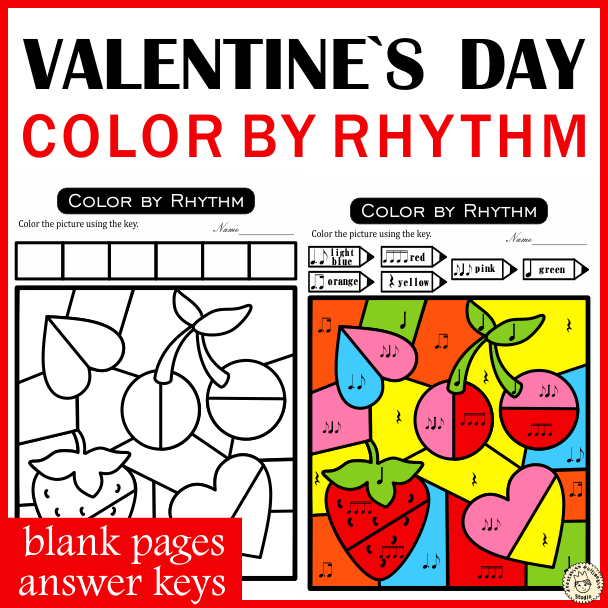 Valentine`s Day Music Color by Code | Color by Rhythm | Standard ...
