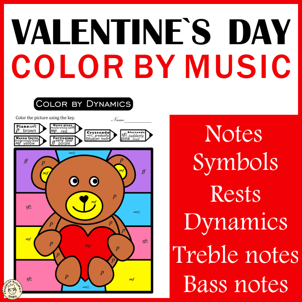 Valentine`s Day Music Color by Code Pages | Notes Symbols Dynamics ...