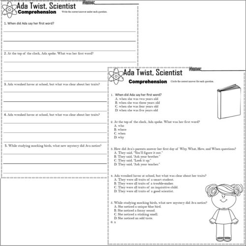 Ada Twist, Scientist Reading Test Quiz | Made By Teachers