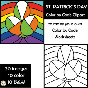 St. Patrick`s Day Color by Code Clip Art | Made By Teachers