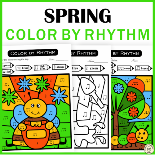 Music Color by Code Spring Themed Worksheets | Color by Rhythm | Made ...