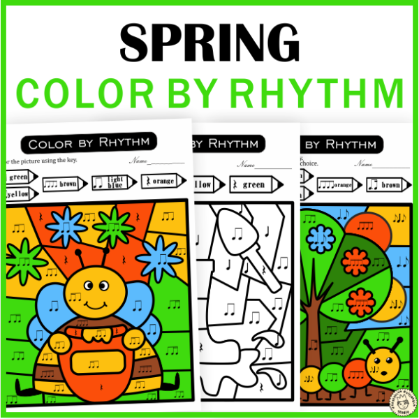 Music Color by Code Spring Themed Worksheets | Color by Rhythm | Made ...