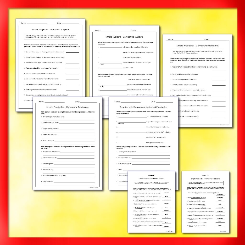 Simple / Compound / Complete Sentences BUNDLE - 9 worksheets - Grades 4 ...